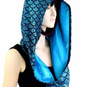 Reversible Infinity Festival Hood in Turquoise Mermaid/dragon Scale ...