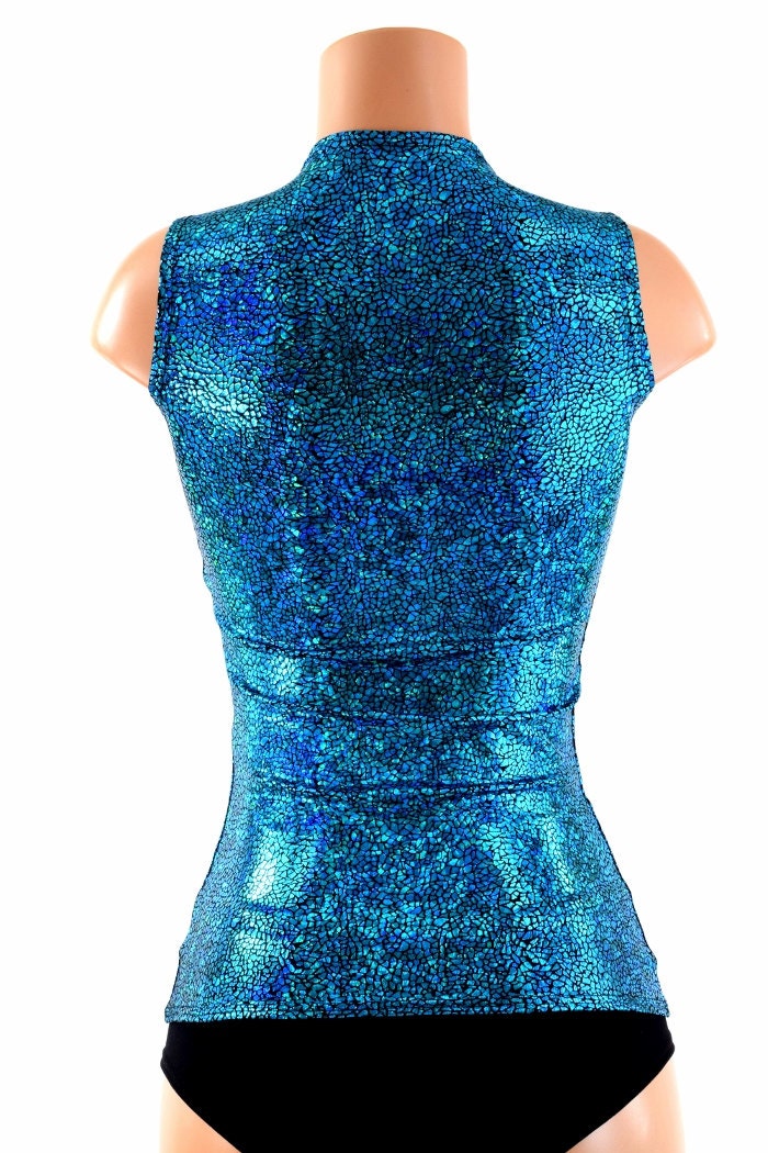 Full Length Sleeveless Holographic Top With Crew Neckline in - Etsy