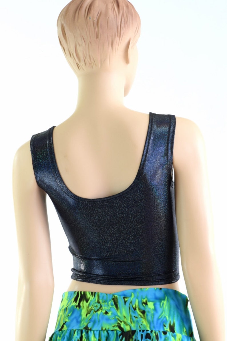 Two Tone Tank Style Crop Top Front to Back Reversible in Silver ...