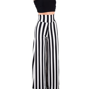 Black and White Stripe Wide Leg Pants With High Waist, and BACK POCKETS ...