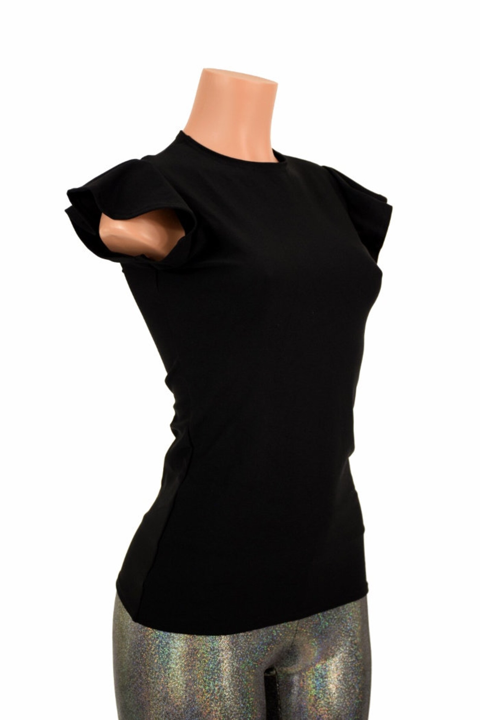 Full Length Flip Sleeve Crew Neck Top in Black Zen - - Etsy