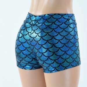 Turquoise Dragon Scale Mid Rise Mermaid Shorts 152262 - Etsy