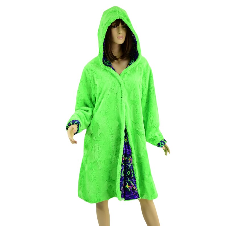 Reversible Minky A Line Coat in Neon UFO Minky and UV Glow Neon Melt ...