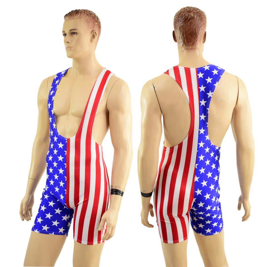 Mens Muscle Cut Y Back Singlet in Stars and Stripes (left Side of Body ...