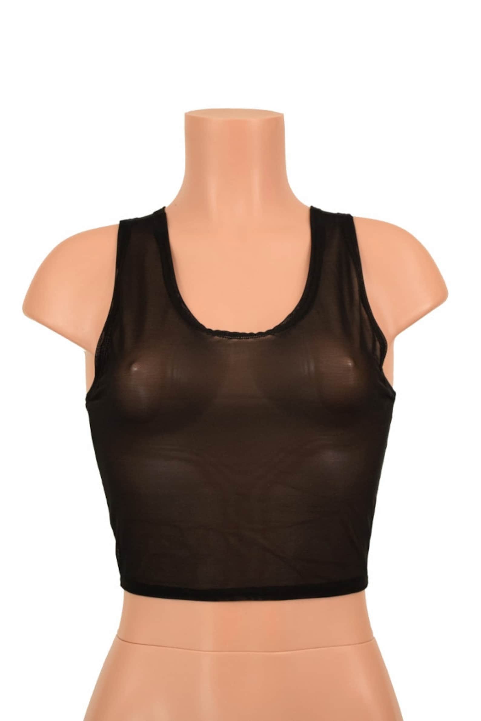 Black Mesh Racerback Crop Top Spandex Clubwear Rave Festival - Etsy