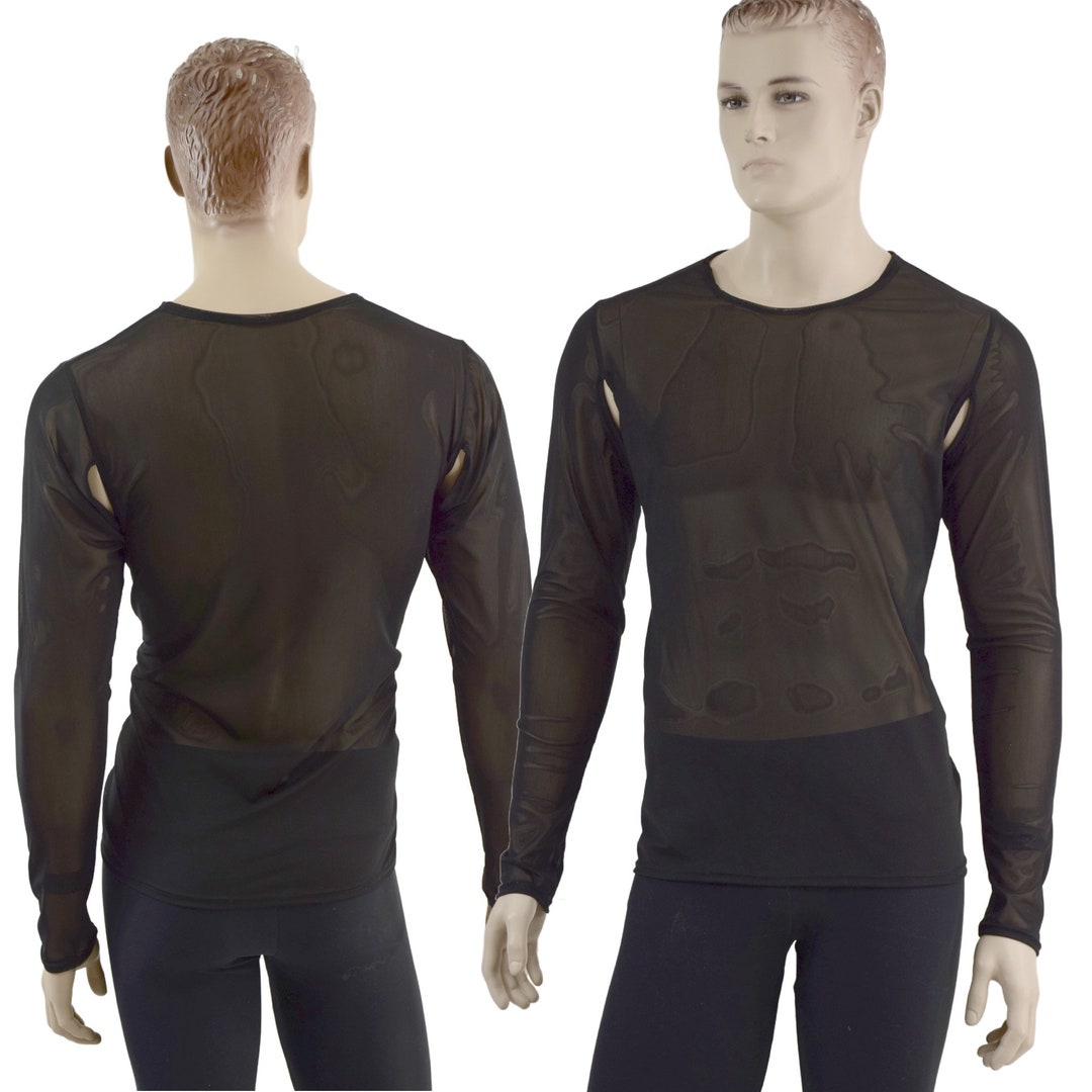 Mens Long Sleeve Black Mesh Shirt With Underarm Cutouts - Etsy