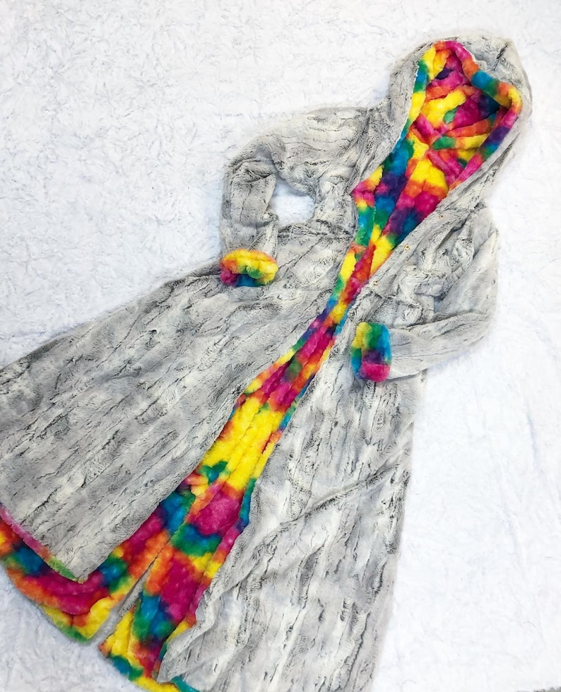 Reversible Full Length Faux Fur Duster in Sterling Fox and - Etsy