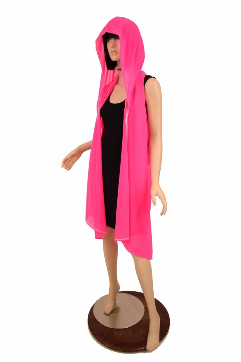 Pink Mesh UV Glow Hooded Racerback Capelette Coverup - - Etsy