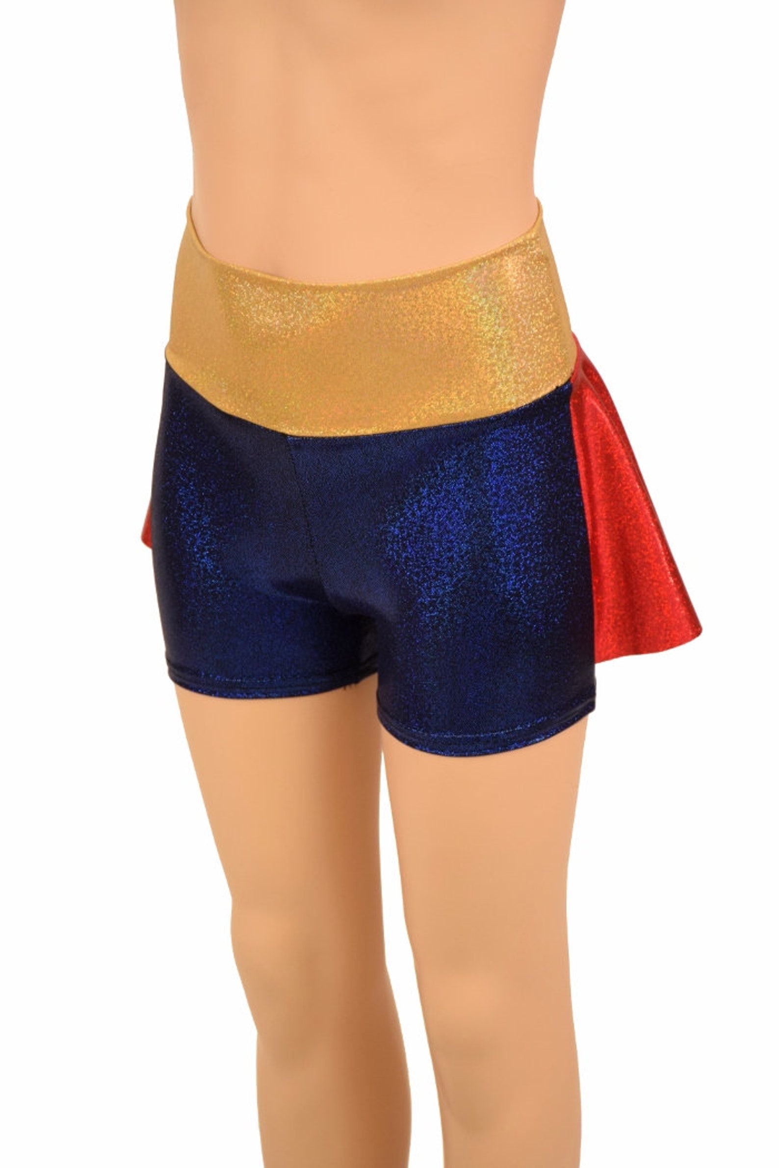 Kids Super Hero Ruffle Rump Dance Shorts // Gold SJ Waistband, Red SJ ...