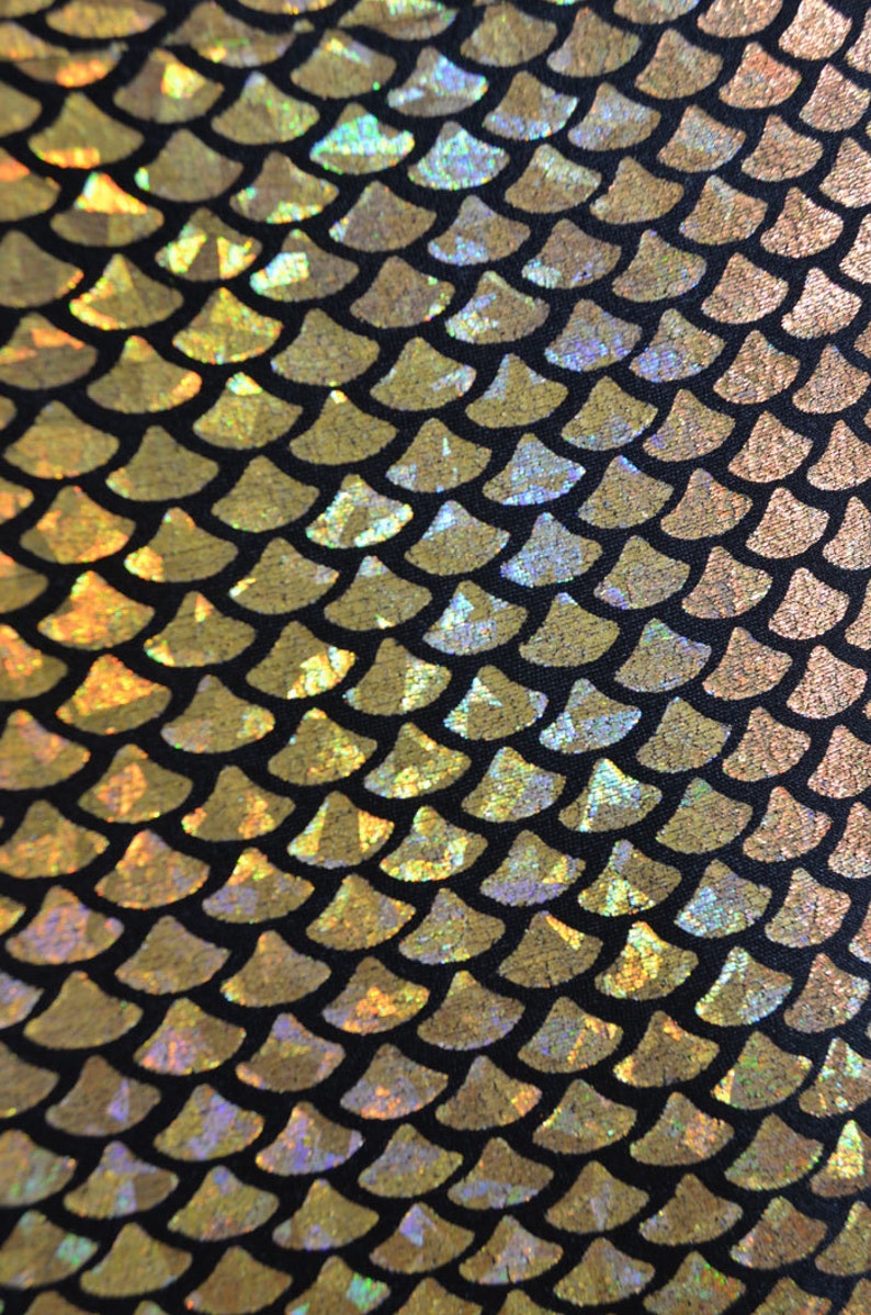 High Waist GOLD Shimmering Holographic Fish Scale Metallic Mermaid Tail ...