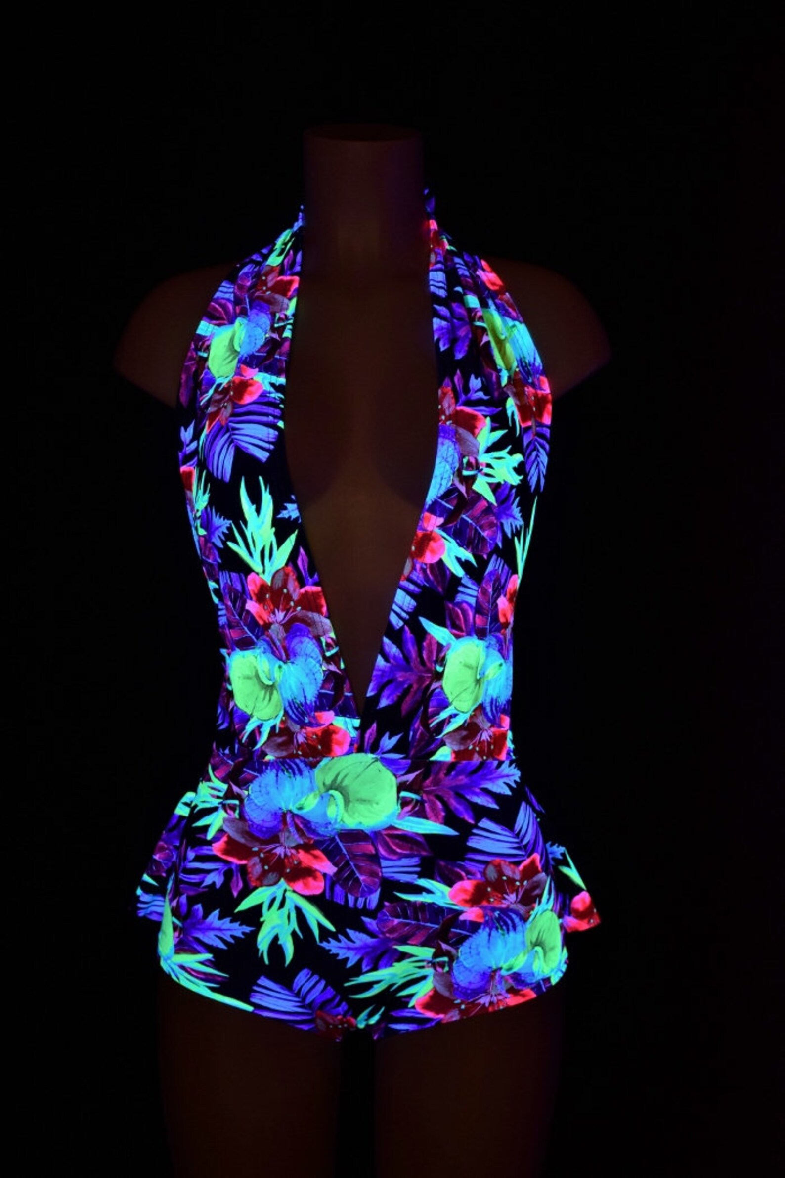 Sonic Bloom Neon UV Glow "josie" Ruffle Rump Romper - - Etsy