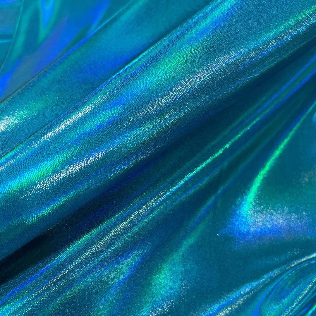 Peacock Blue Holographic Four Way Stretch Spandex Fabric (by the Yard ...