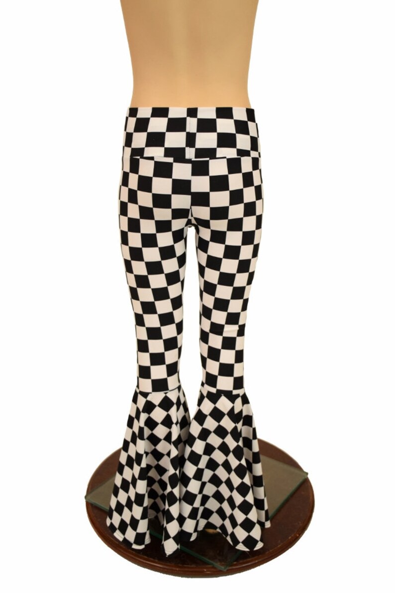 Kids UV Black & White Checkered Print Bell Bottoms - Etsy