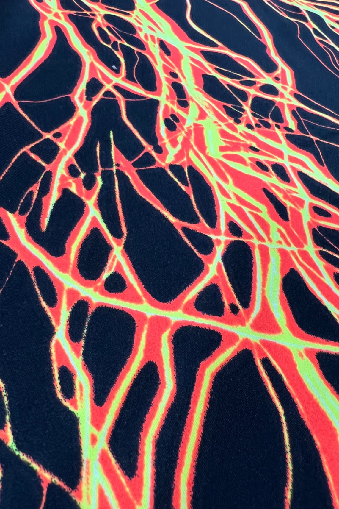 UV Neon Orange Lightning Print Four Way Stretch Fabric by the | Etsy