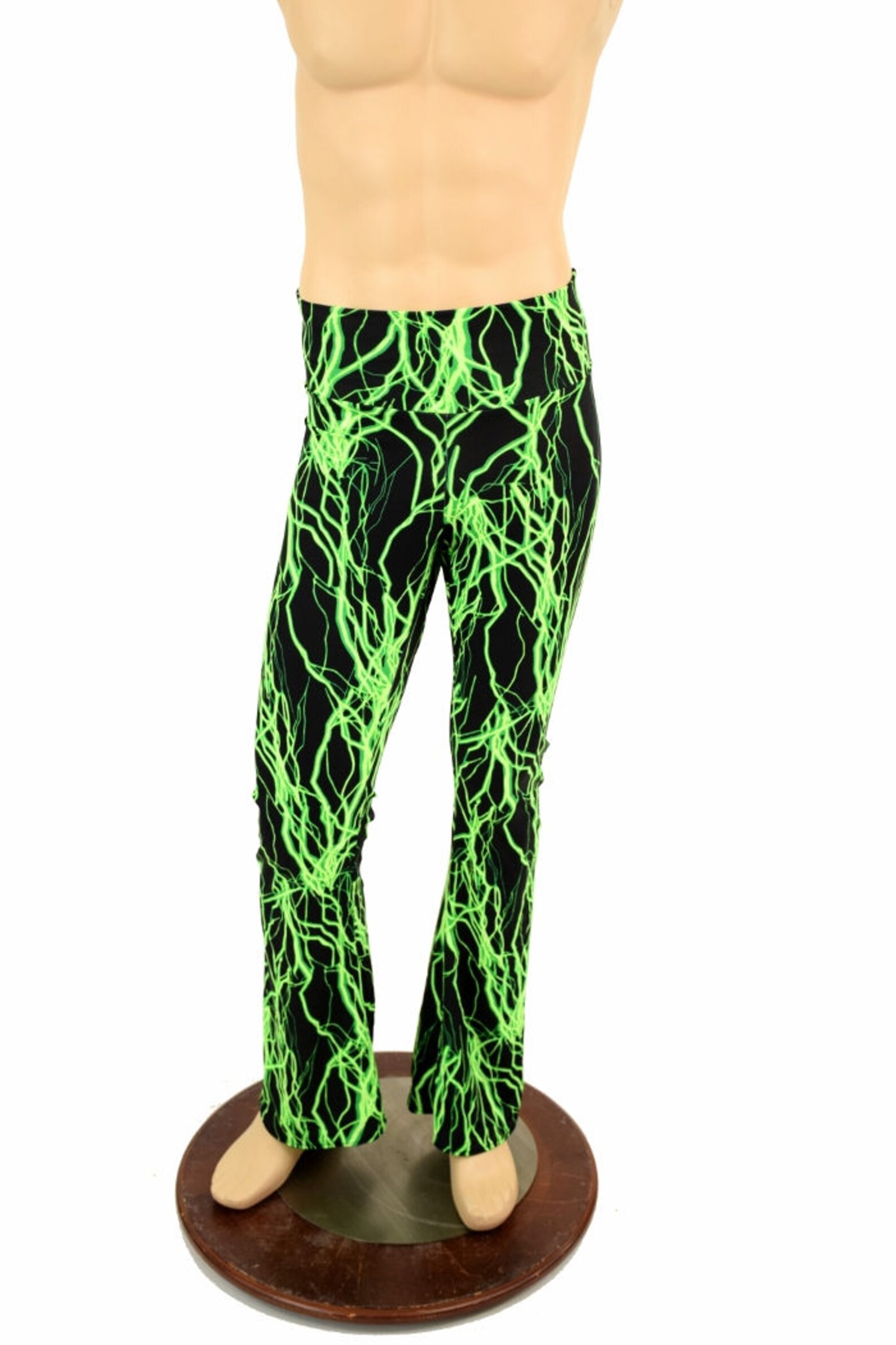 Mens Neon UV Glow Green Lightning Bootcut Pants -155091 - Etsy