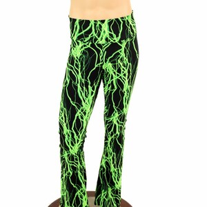 Mens Neon UV Glow Green Lightning Bootcut Pants -155091 - Etsy