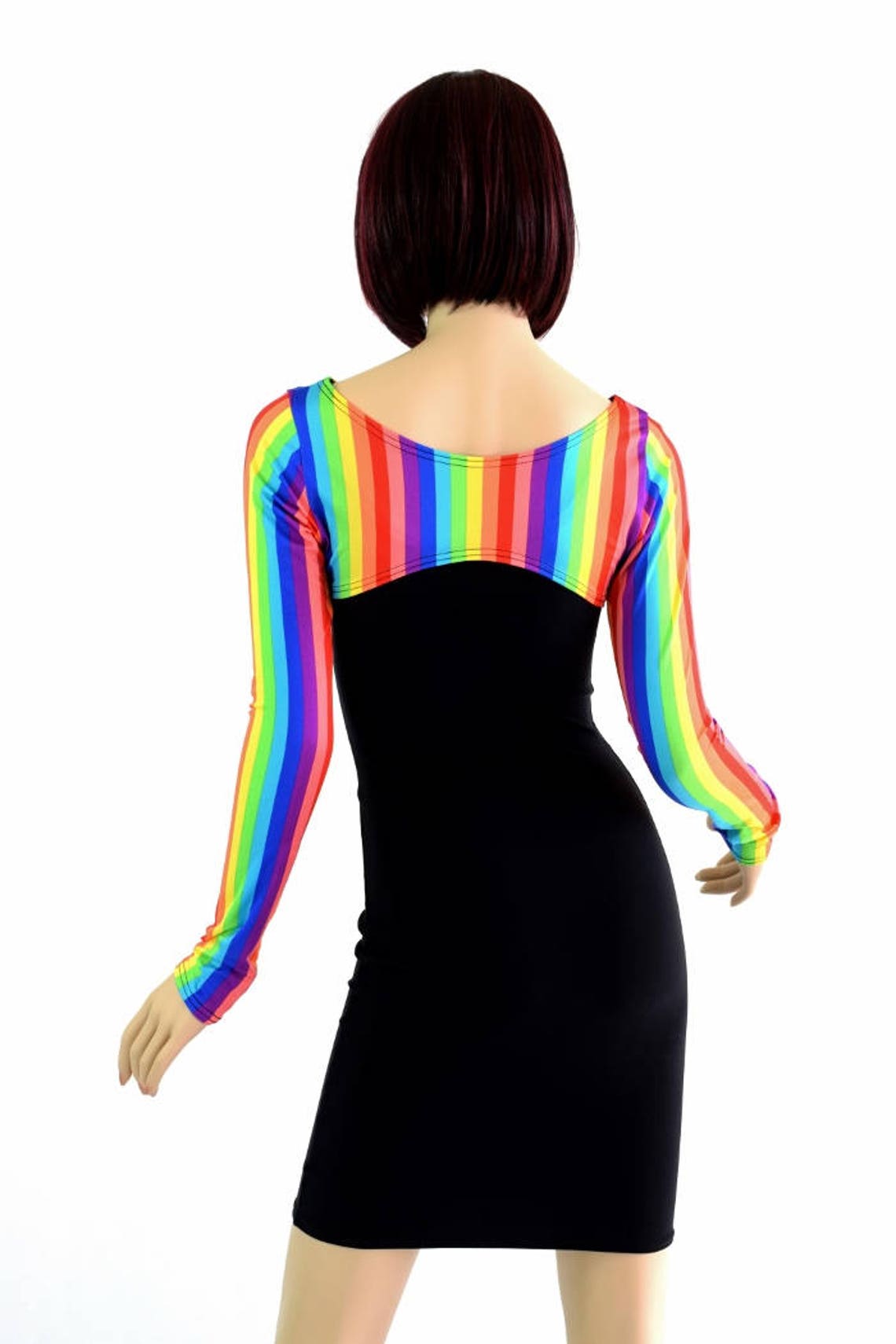 Rainbow Stripe Spandex Bolero Dance Sleeves Top Rave Festival | Etsy