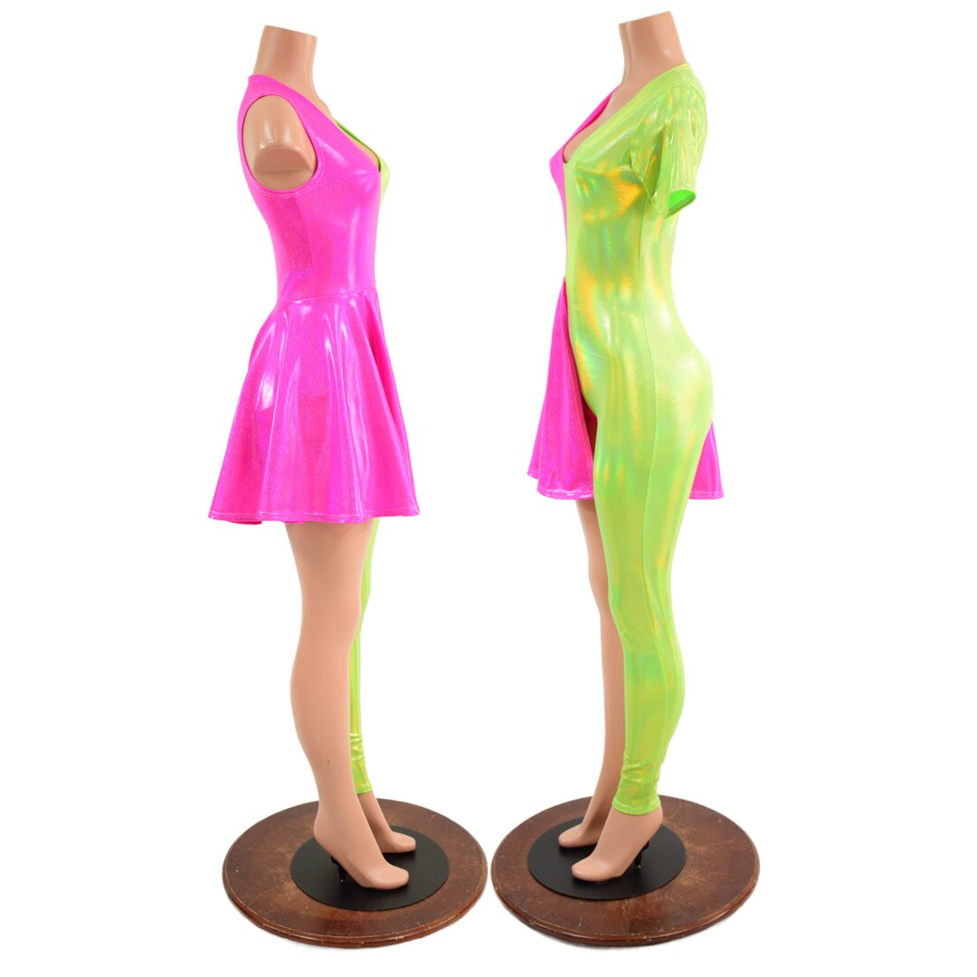 Scoop Neck Bodysuit / Wearer's Left Neon Lime W/t Sleeve, Long Leg ...