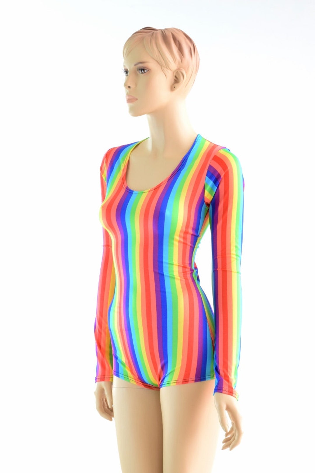 Rainbow Stripe Long Sleeve Romper (no Hood) Rave Festival Rainicorn ...