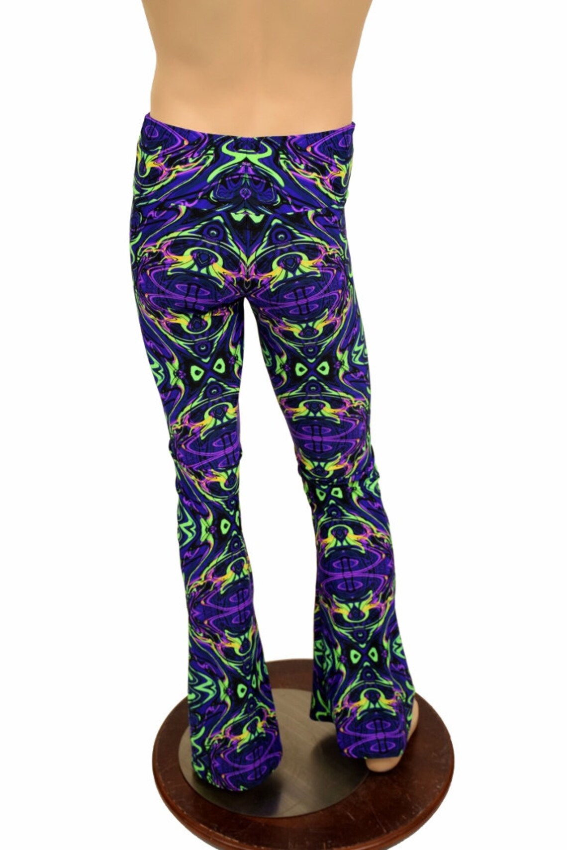Mens Neon Melt UV GLOW Bootcut Spandex Pants Rockstar Rave - Etsy