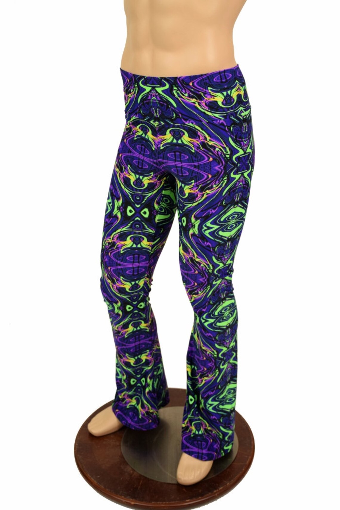 Mens Neon Melt UV GLOW Bootcut Spandex Pants Rockstar Rave - Etsy