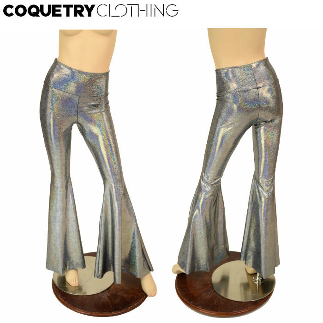 High Waist Solar Flares in Silver Holographic - 155743 - Etsy