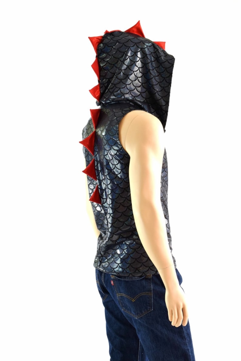 Mens Sleeveless Black Dragon Zipper Front Top With Red Sparkly | Etsy