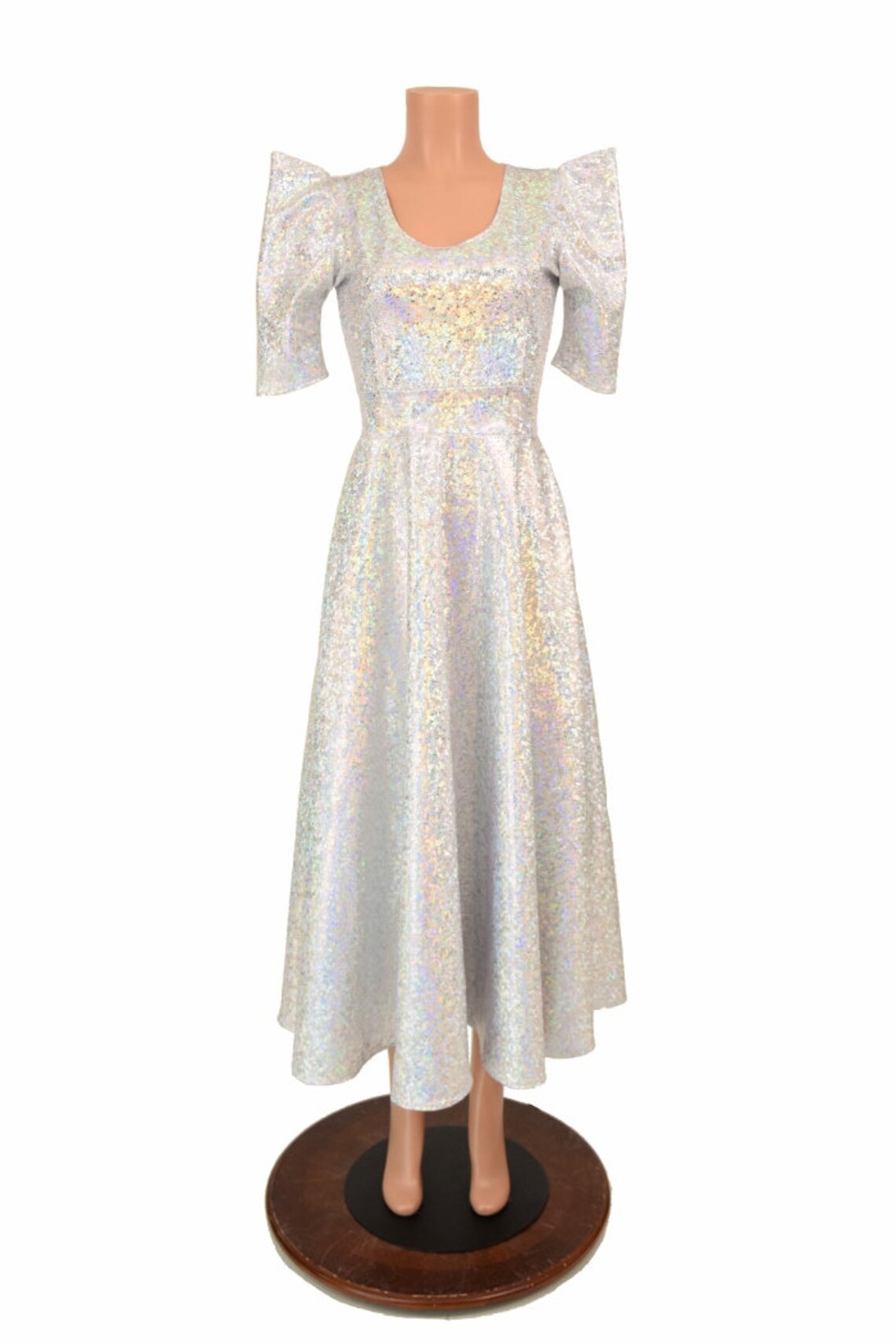 Maxi Length Sharp Shoulder Half Sleeve Scoop Neck "melissa" Gown Dress ...