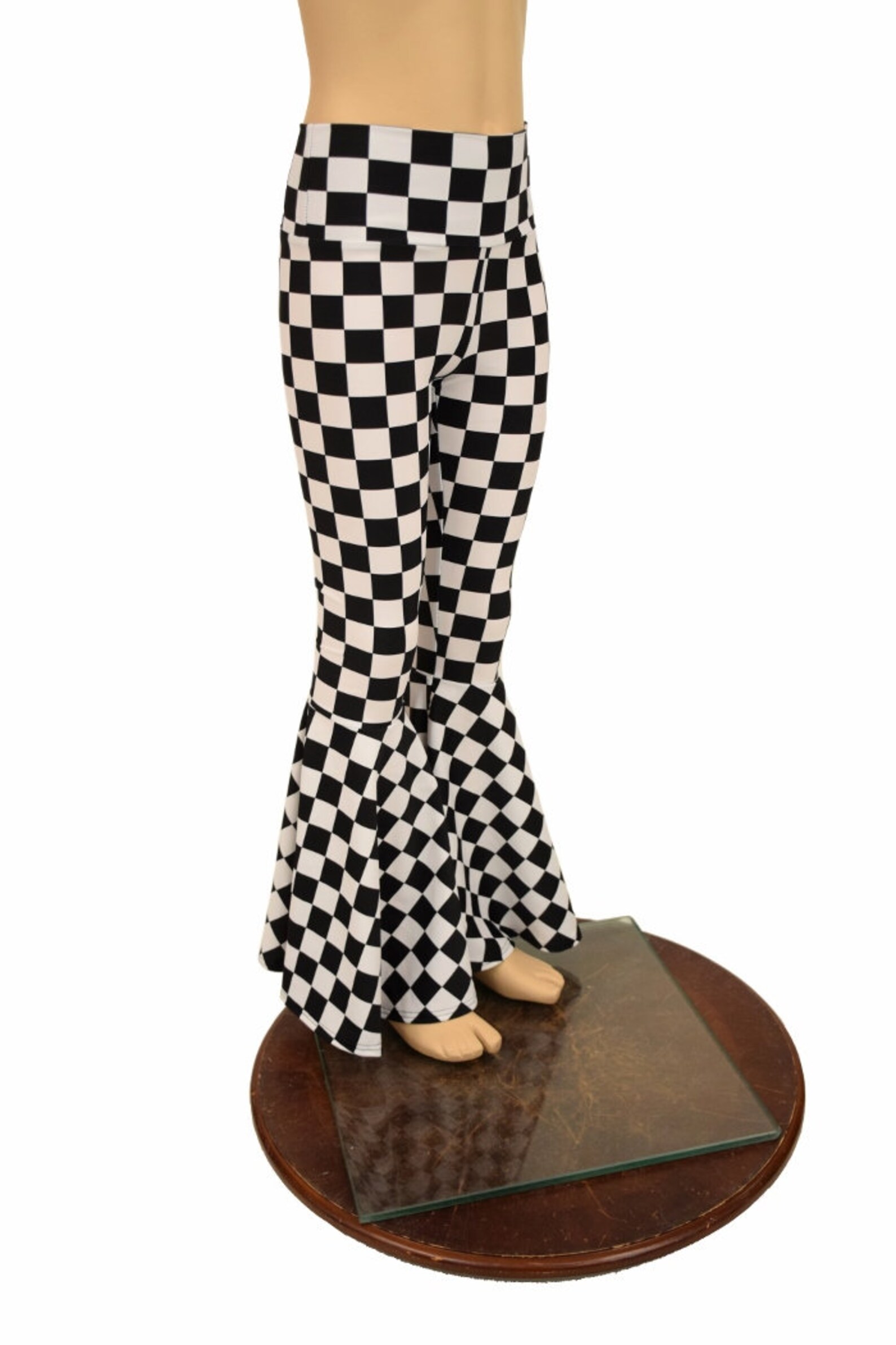 Kids UV Black & White Checkered Print Bell Bottoms 156514 - Etsy