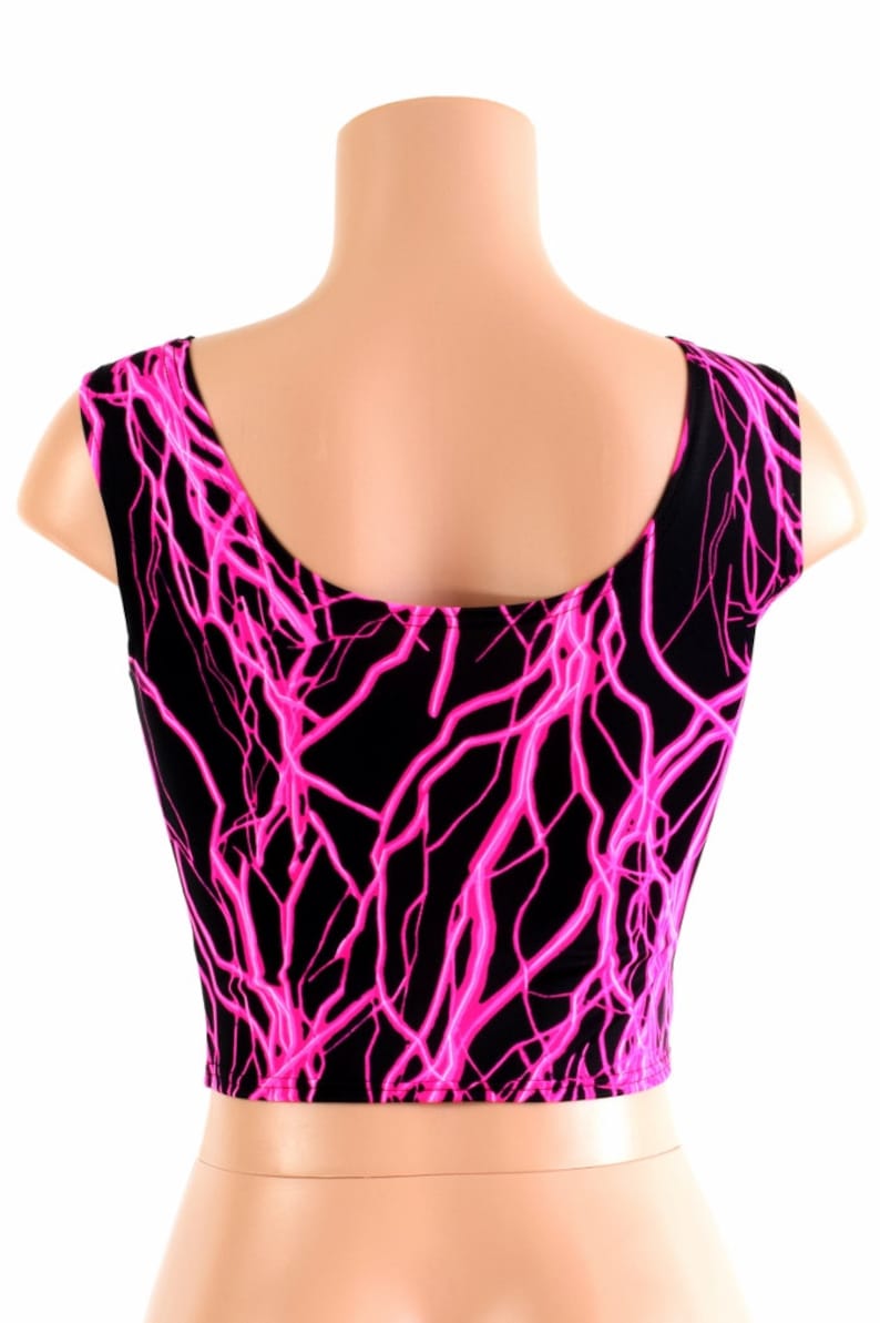 Neon Pink Lightning Print Crop Tank 150129 - Etsy