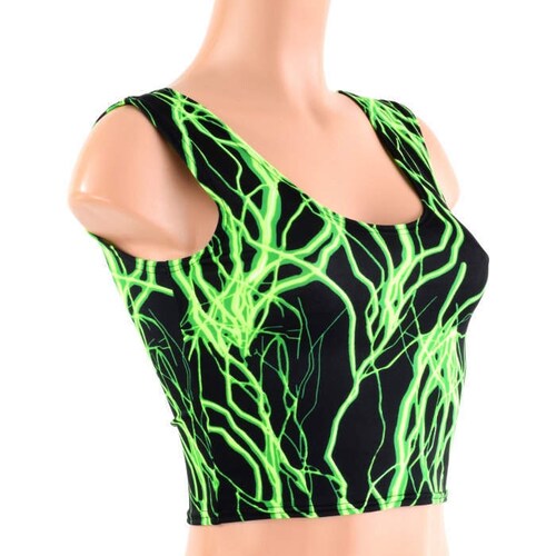 Neon UV Glow Blue Lightning Crop Tank-1500111 - Etsy