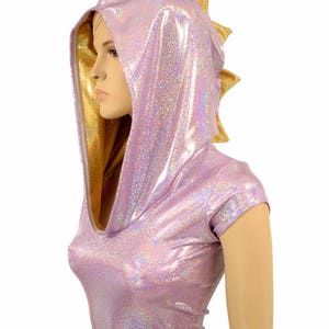 Lilac Purple Dragon Spiked Cap Sleeve Hoodie Romper With Gold Spikes ...