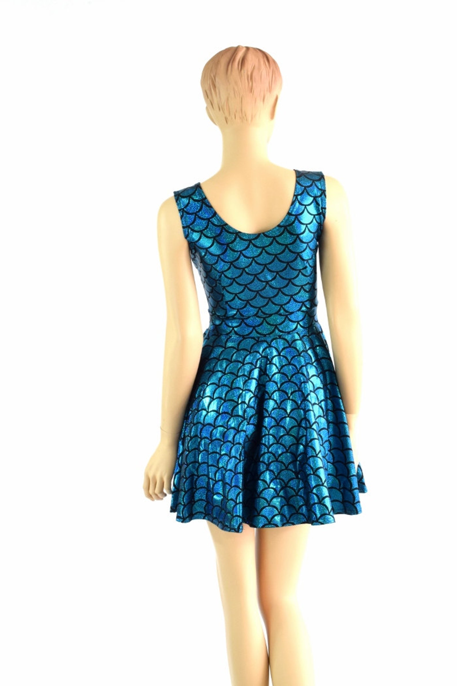 Turquoise Mermaid Scale Holographic Fit and Flare Sleeveless - Etsy