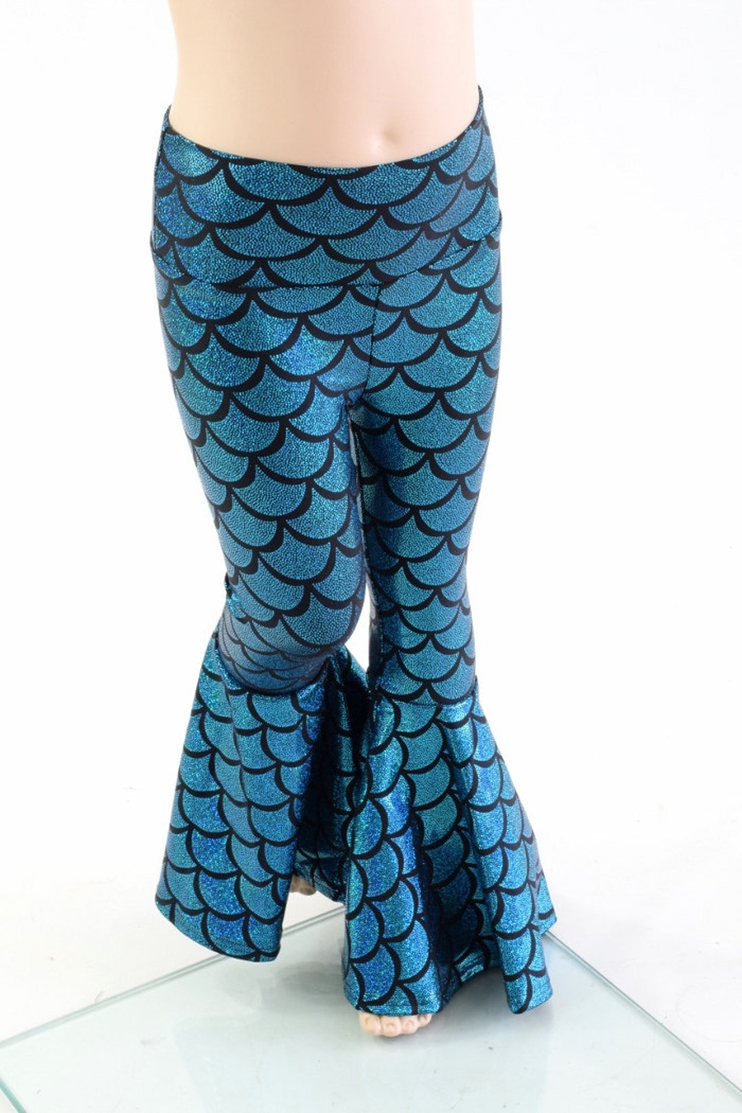 Kids Turquoise Dragon Scale Bell Bottom Flared Mermaid Pants 153970 - Etsy
