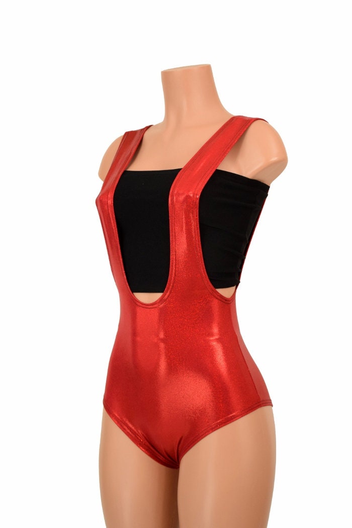 Red Sparkly Jewel Suspender Siren Cut Romper 155680 Etsy