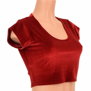 Red Velvet Cap Sleeve Crop Top - Etsy