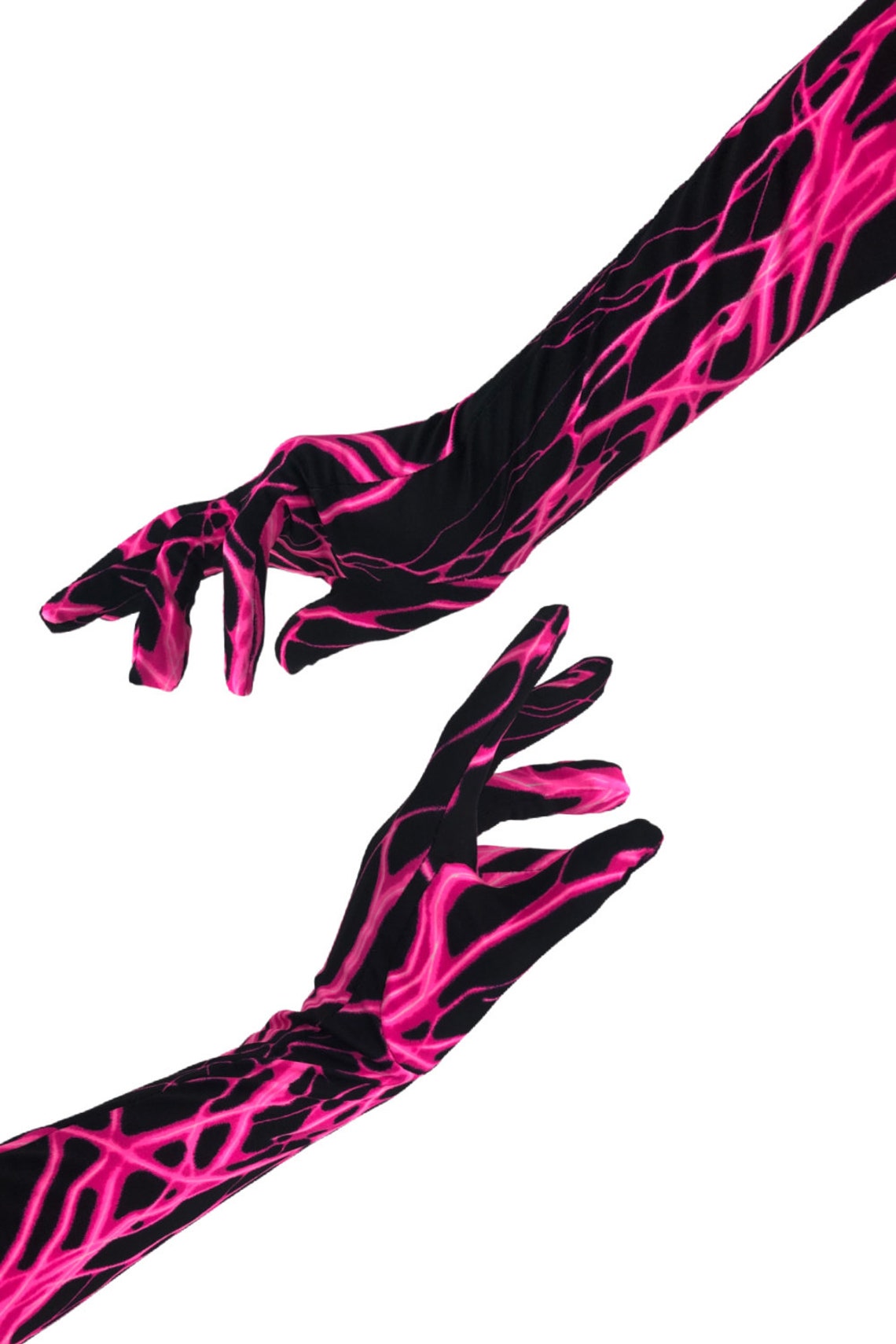 UV Glow Neon Pink Lightning Gloves - Etsy