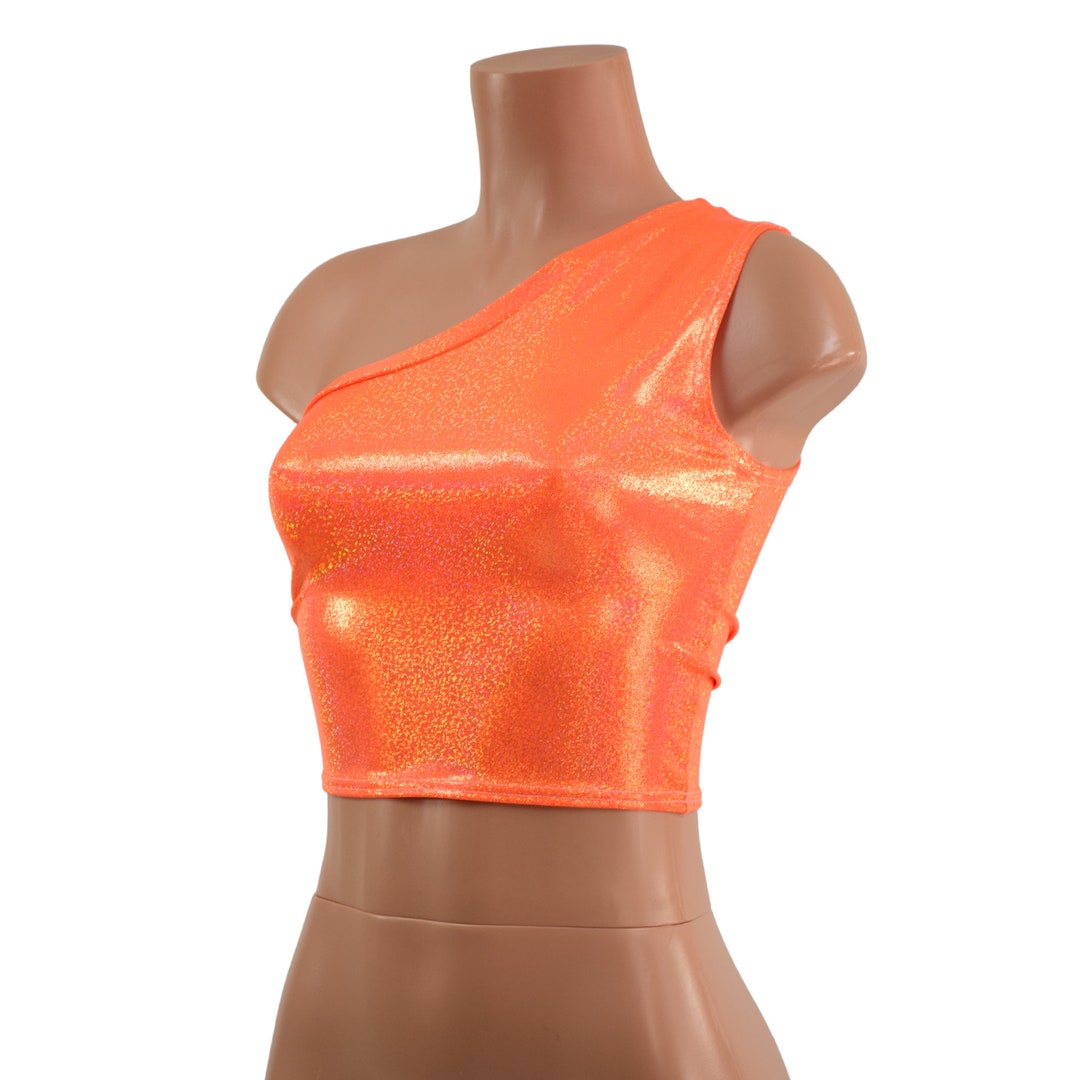 Orange Sparkly Jewel One Shoulder Crop Top 157895 - Etsy Orange Sparkly Jewel One Shoulder Crop Top 157895 - Etsy