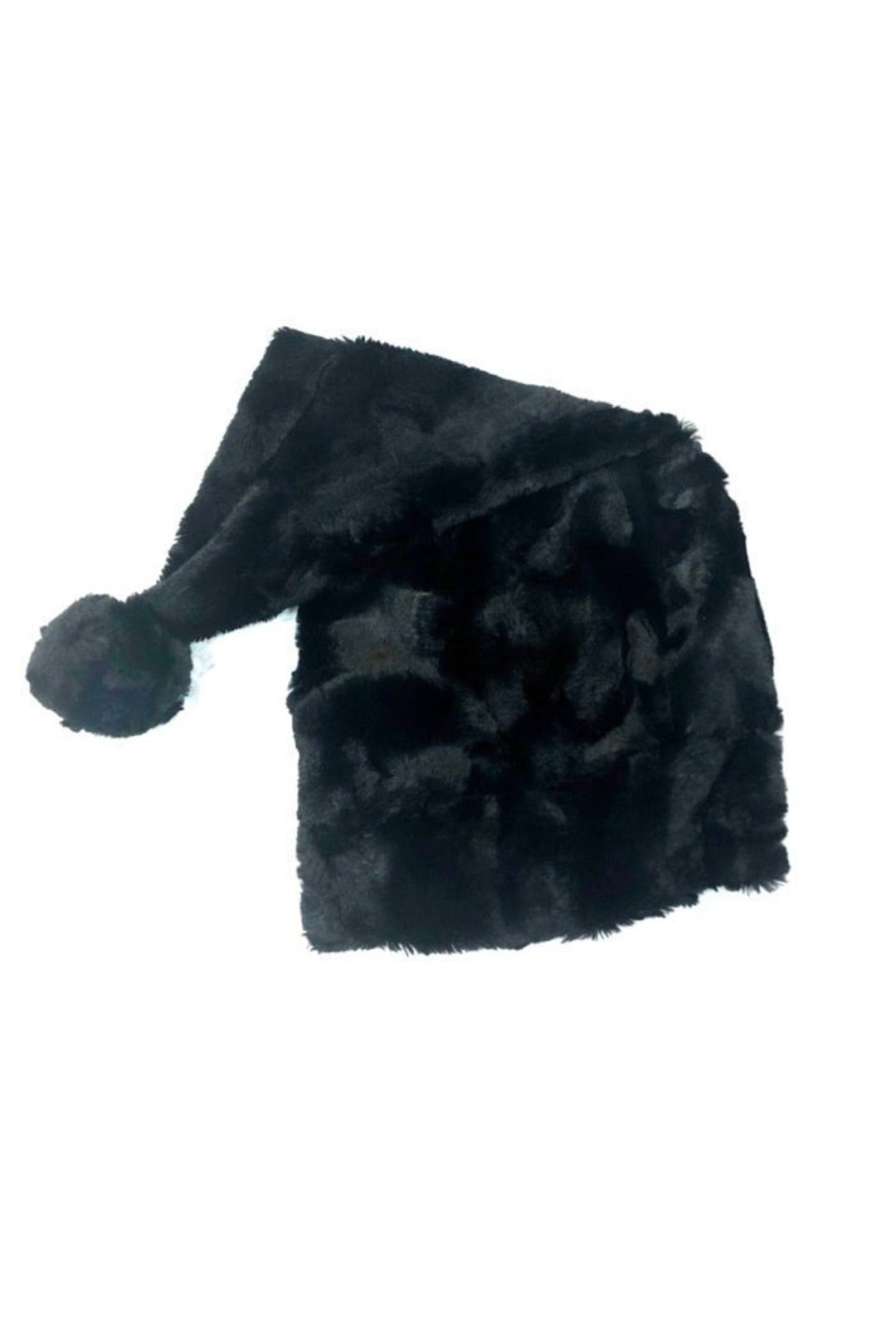Gothic Santa Hat All Black Minky Faux Fur Trim and Pompom - Etsy