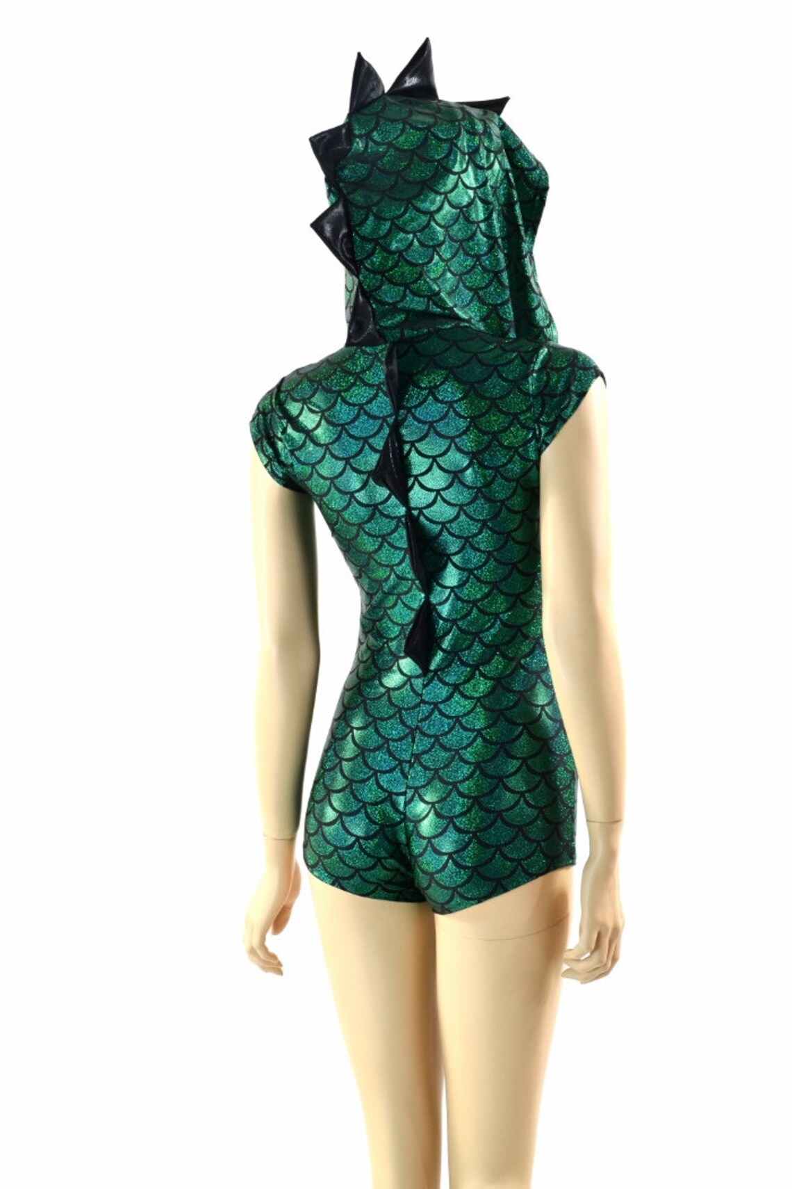 Green Dragon Scale Holographic Zipper Front Cap Sleeve Hoodie - Etsy ...