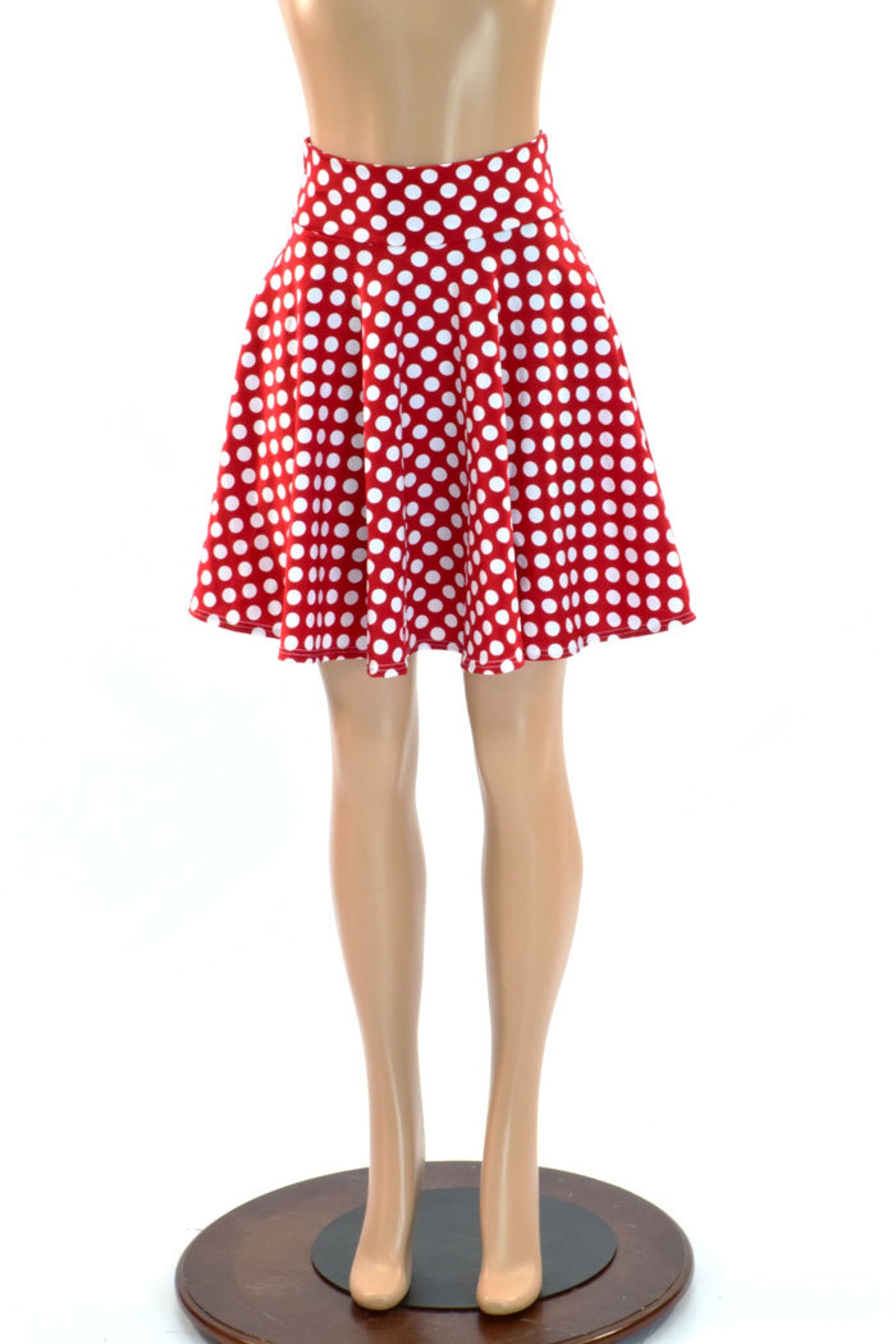 Red And White Polka Dot Print Skater Skirt Full Circle Skirt Etsy