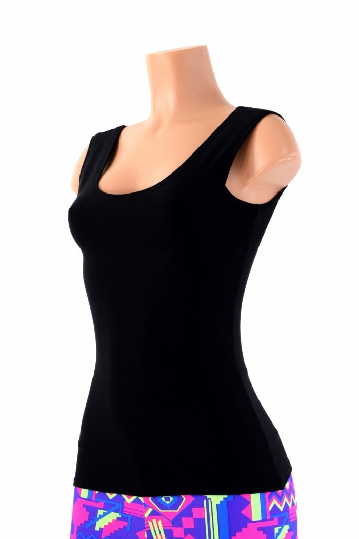 Full Length Sleeveless Top With Tank Style Neckline in Black | Etsy