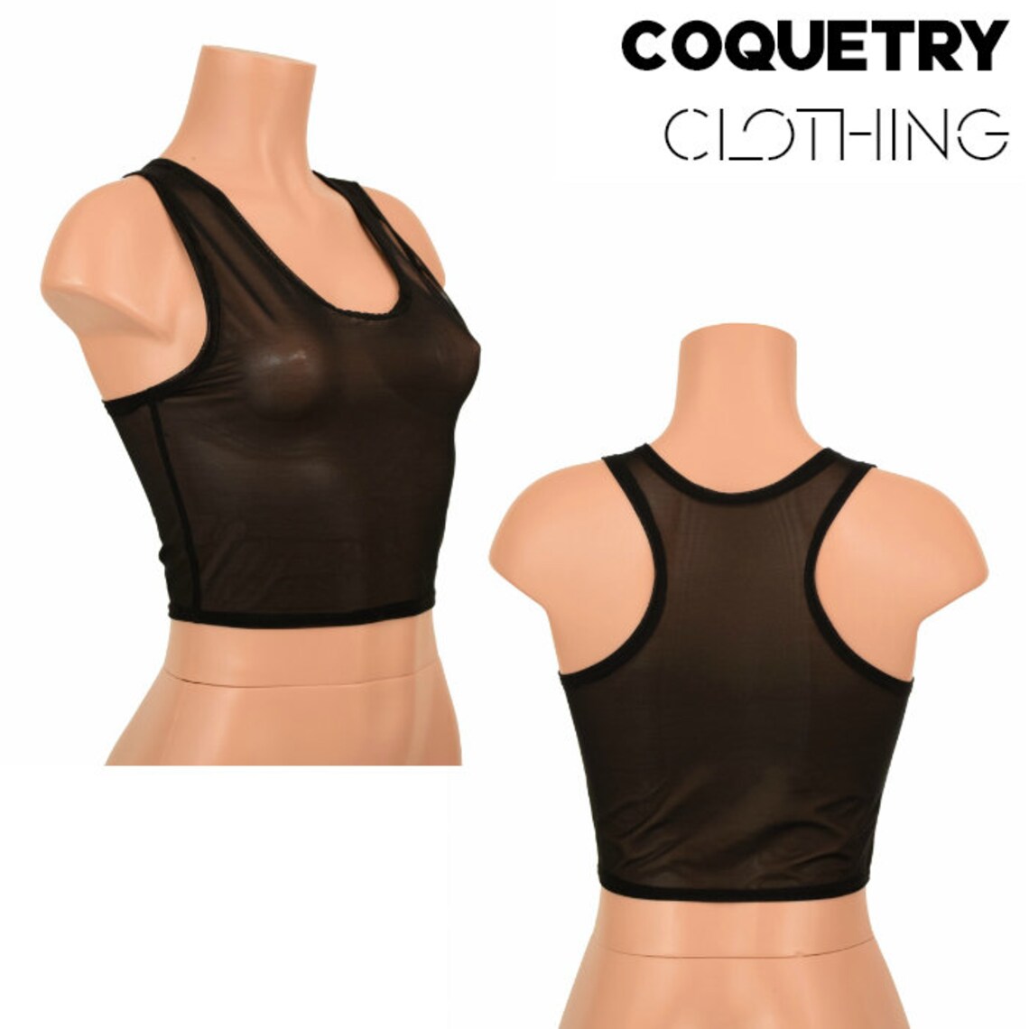 Black Mesh Racerback Crop Top Spandex Clubwear Rave Festival - Etsy