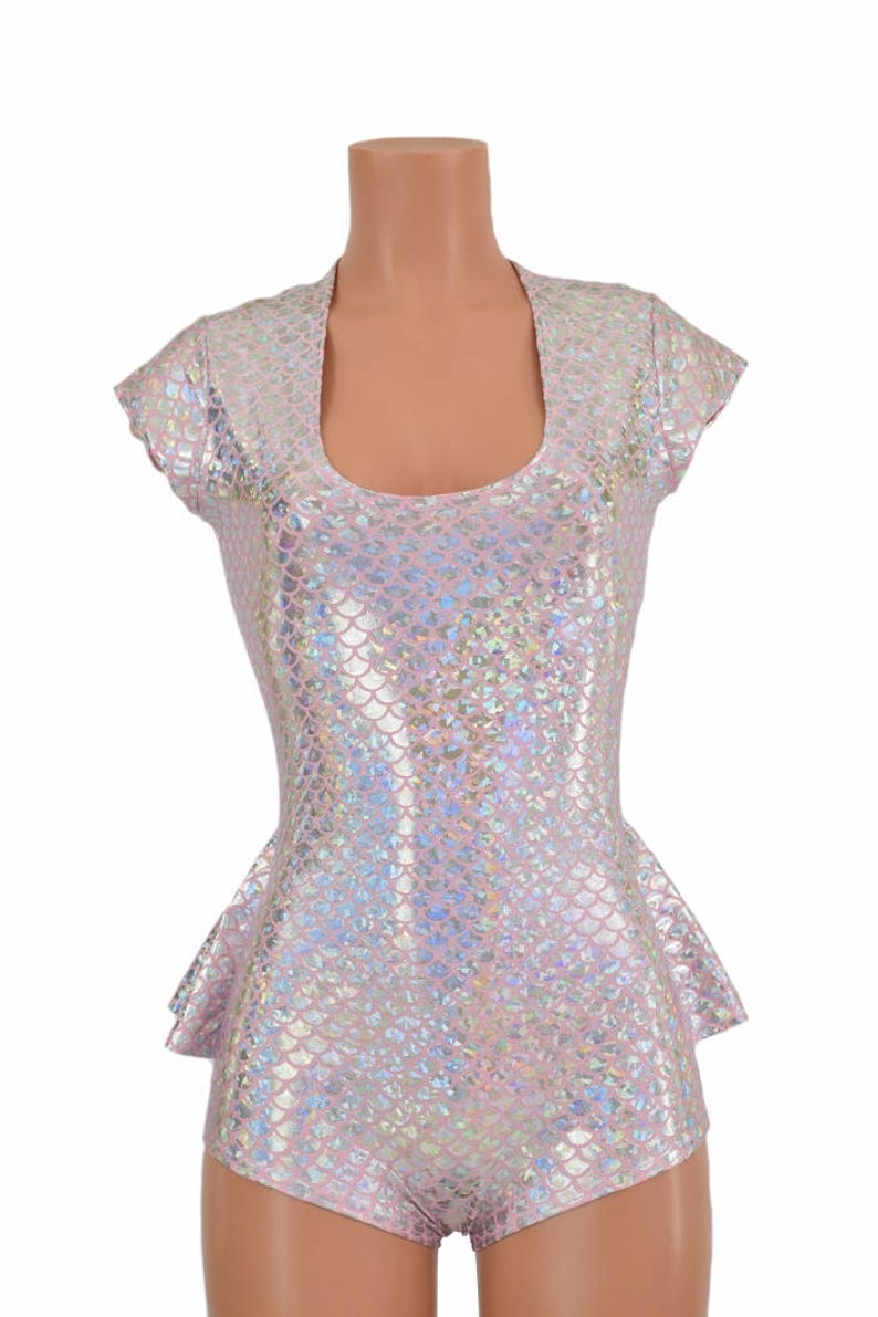 Pink & Silver Mermaid Scale Cap Sleeve Romper W/ruffle Rump - Etsy