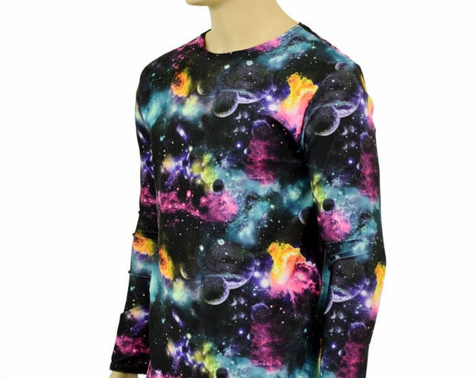 Mens UV Glow Galaxy Long Sleeve Crew Neck Shirt 154845 - Etsy