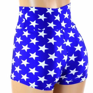 High Waist Shorts in Blue and White Star Print - Etsy