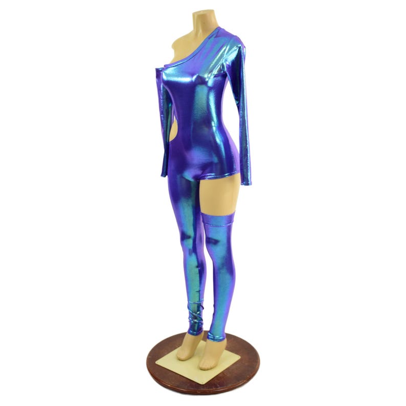 3PC Asymmetrical Catsuit With Cutout and Separate Arm and Leg Warmer ...