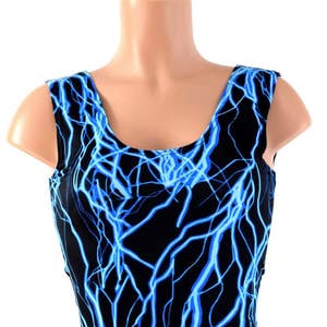 Neon UV Glow Blue Lightning Crop Tank-1500111 - Etsy