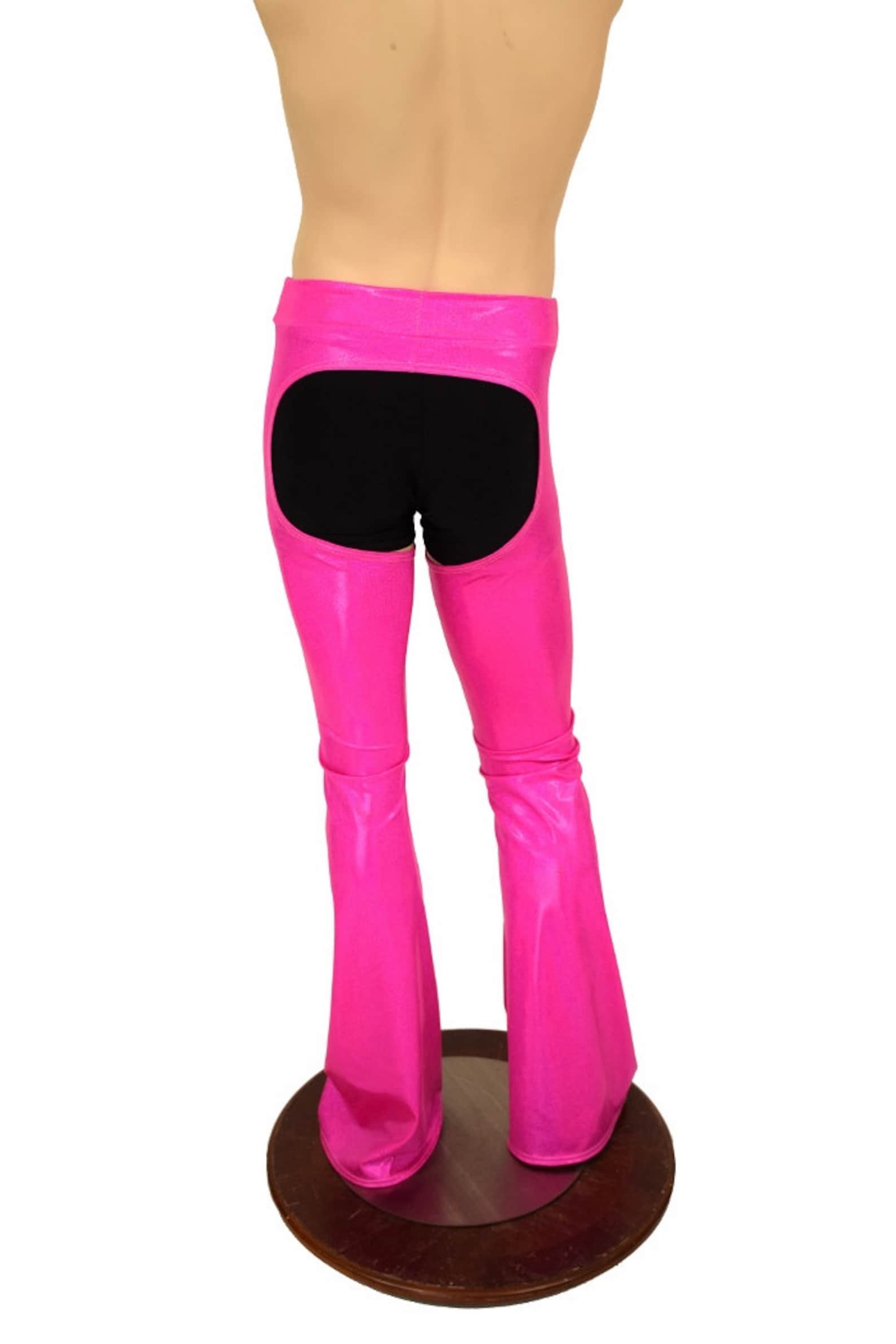 Mens Mid Rise Pink Sparkly Jewel Bootcut Spandex Chaps (SHORTS NOT ...
