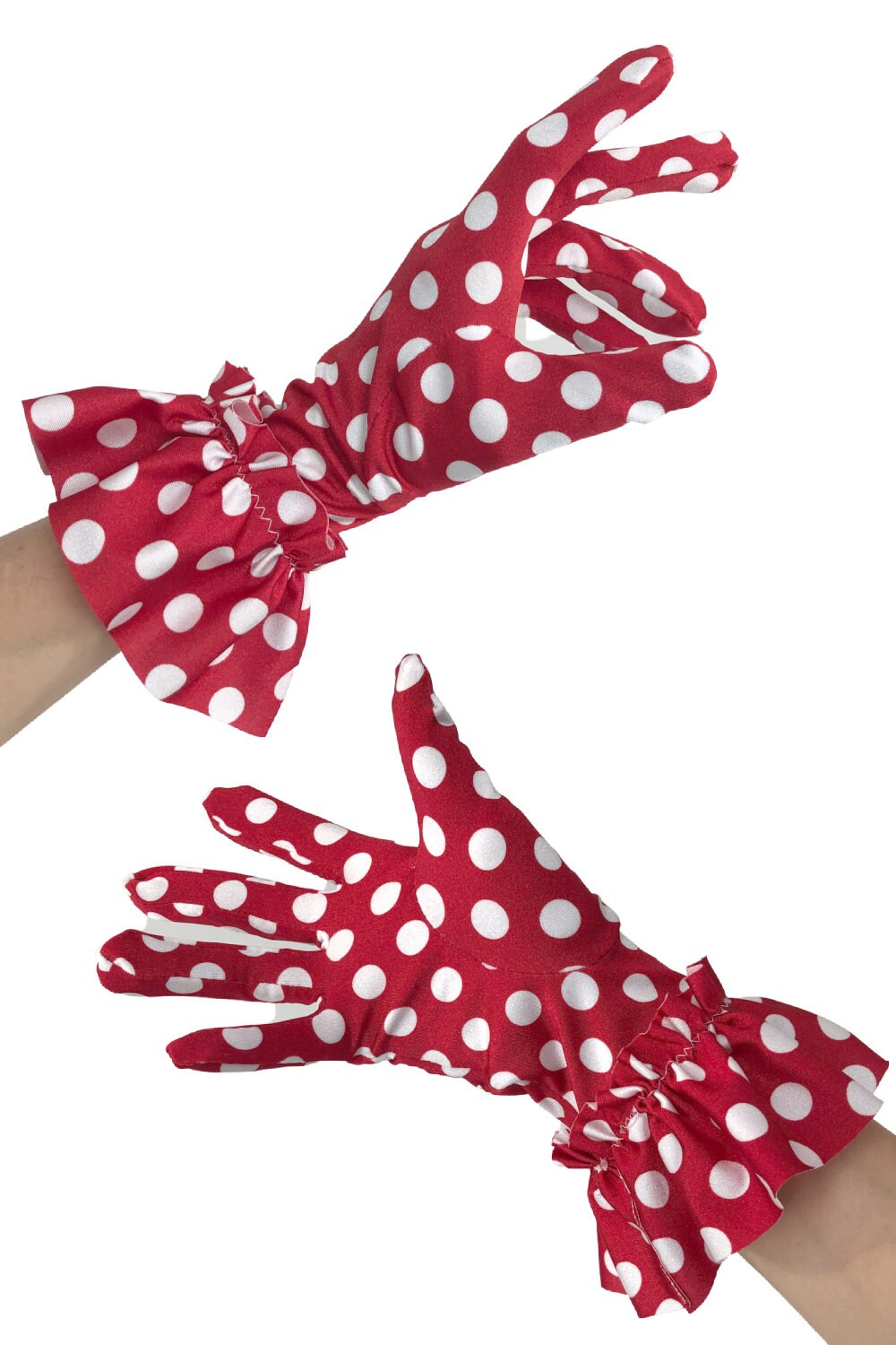 Red and White Polka Dot Gloves With Ruffle 157708 - Etsy